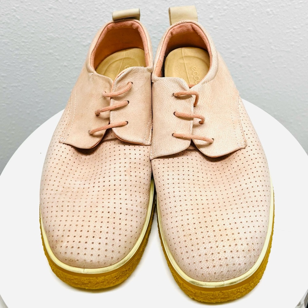 Ecco Crepetray Perforated Pink Platform Shoes - Gem